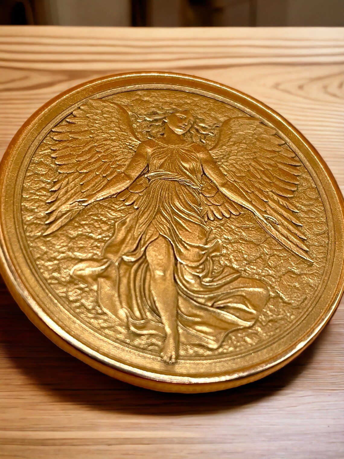 Divine Serenity Brass Coin With Angelic Figure - Etsy
