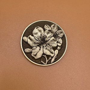 Botanical Brass Coin Set - Cherry Blossom, Rose, and Lily - Symbolic ...