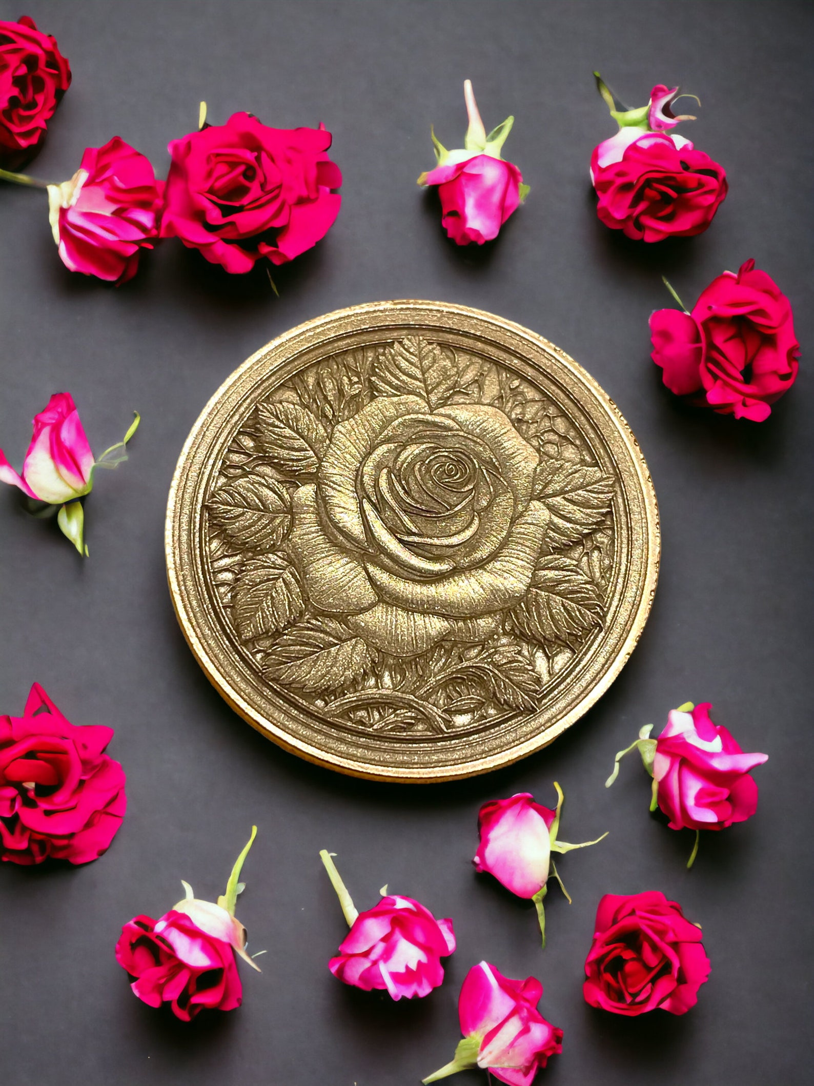 Eternally Enchanting Flower - Brass Coin With Rose (double-sided) - Etsy