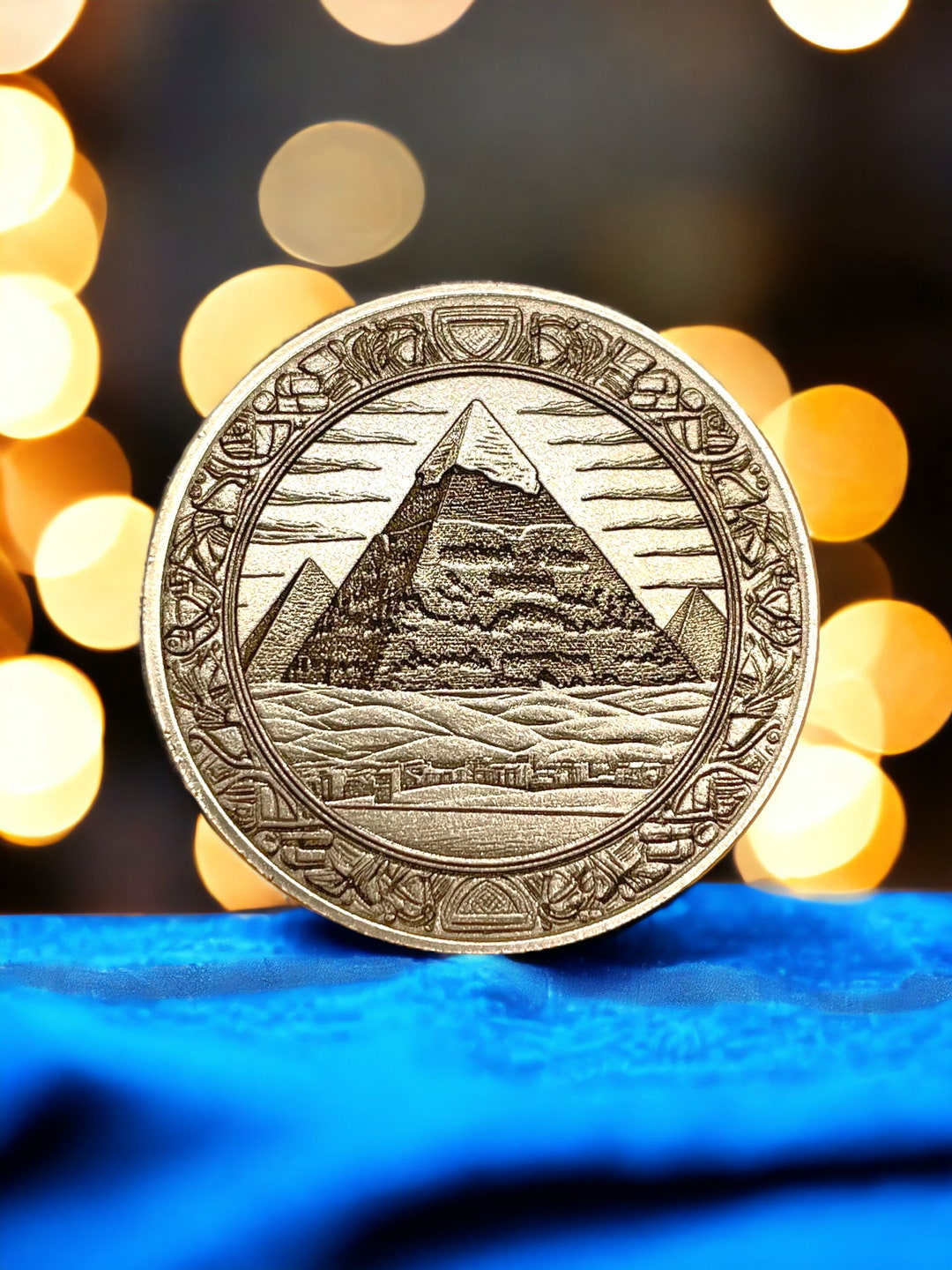 Egyptian Pyramids and Pharaoh - Brass Coin of Ancient Majesty (double ...
