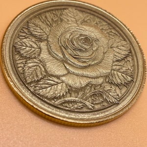 Botanical Brass Coin Set - Cherry Blossom, Rose, and Lily - Symbolic ...
