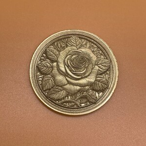 Botanical Brass Coin Set - Cherry Blossom, Rose, and Lily - Symbolic ...