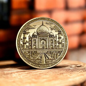Eternal Splendor - Taj Mahal Engraved Brass Coin (double-sided) - Etsy