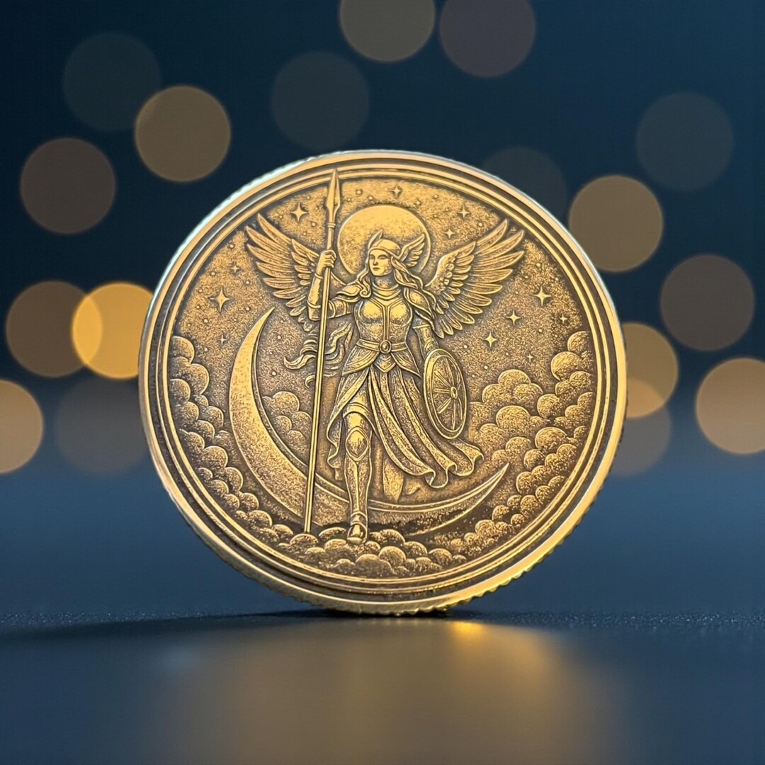 Valkyrie of the Moon – Engraved Brass Coin | 40mm Norse Mythology Token ...