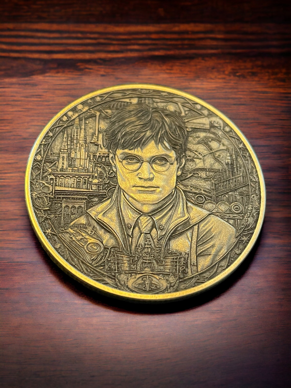 Wizarding World Relic Harry Potter Engraved Brass Coin - Etsy