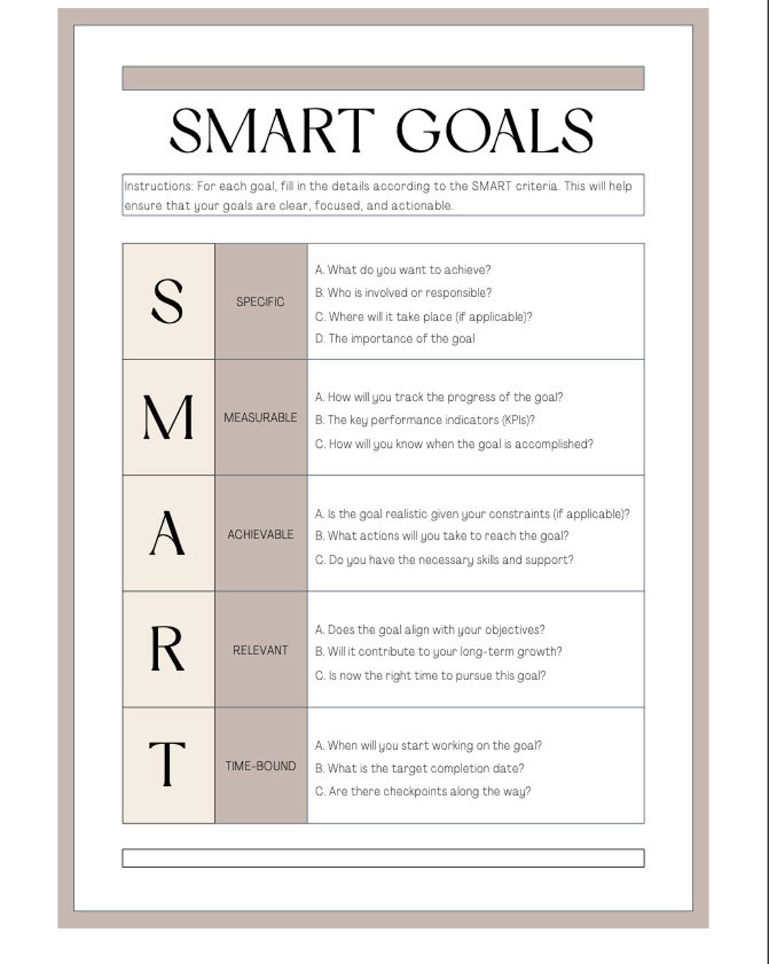 SMART Goals Planner Template – Boost Your Productivity & Stay Focused ...
