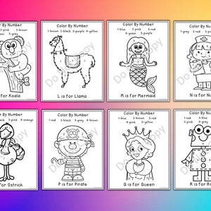 Letter of the Week Color by Number Digital Download - Etsy