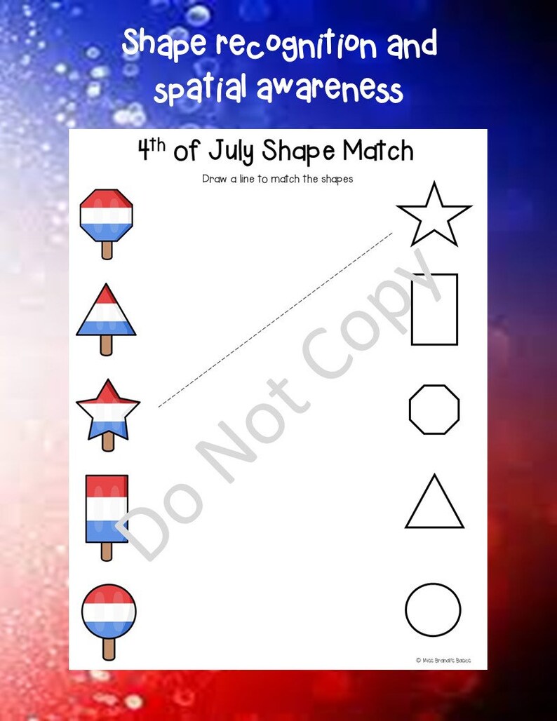 4th of July Themed Preschool Worksheets - Etsy