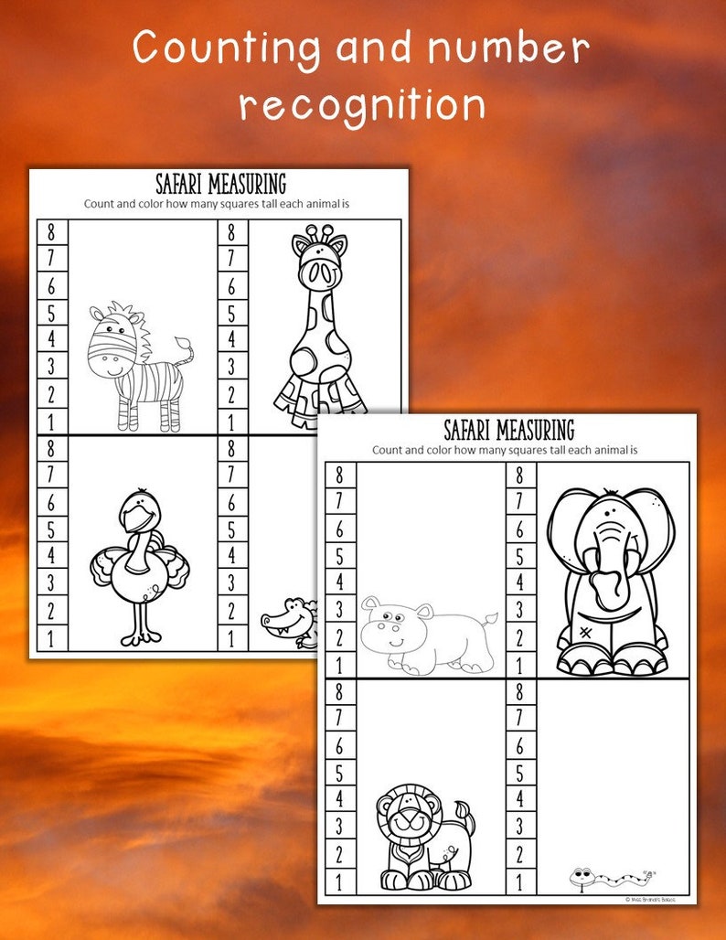 Preschool Safari Themed Worksheets Digital Download - Etsy