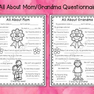 All About Mom and Grandma Mother's Day Questionnaire Digital Download ...