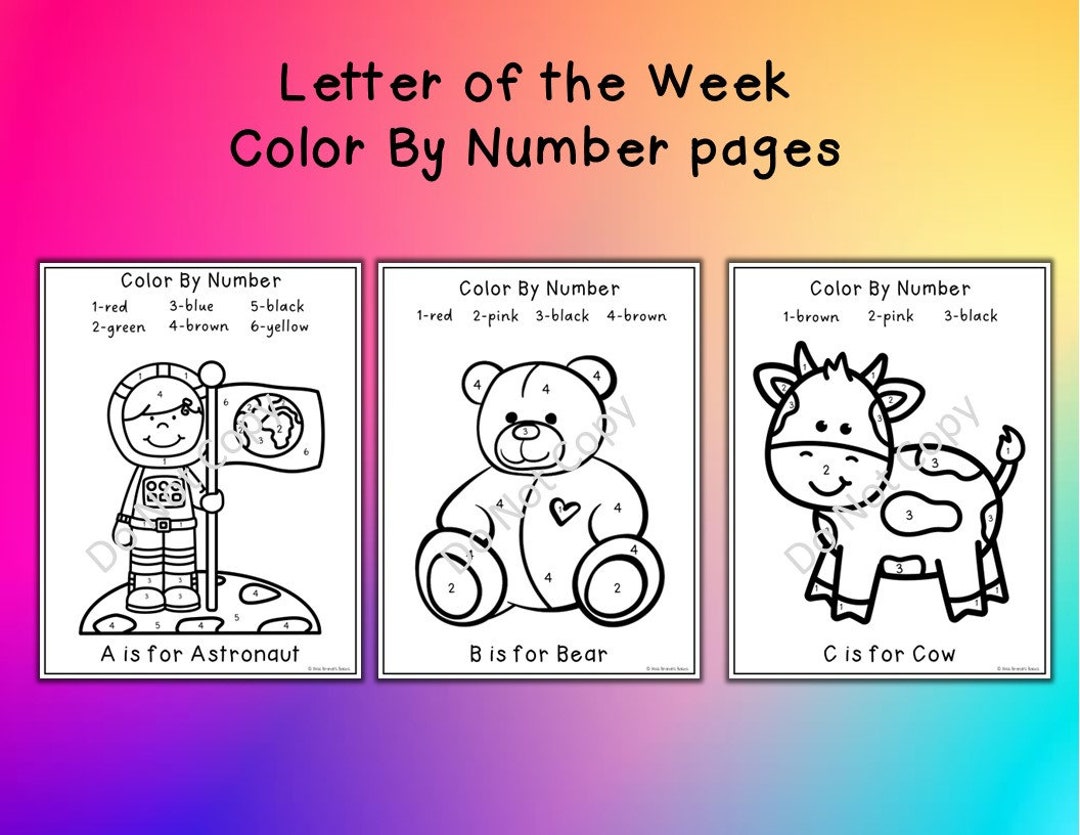 Letter of the Week Color by Number Digital Download - Etsy