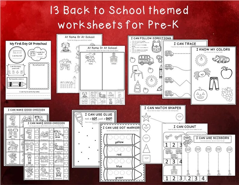 13 Back to School Themed Worksheets - Etsy