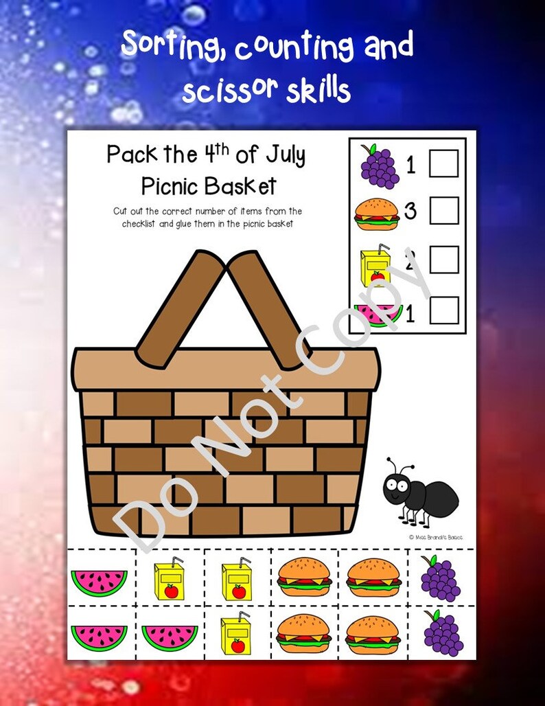 4th of July Themed Preschool Worksheets - Etsy