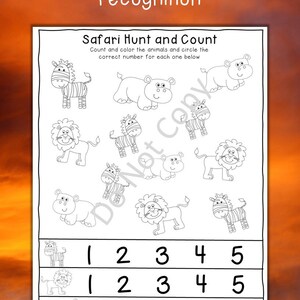 Preschool Safari Themed Worksheets Digital Download - Etsy