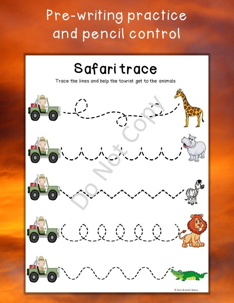 Preschool Safari Themed Worksheets Digital Download - Etsy