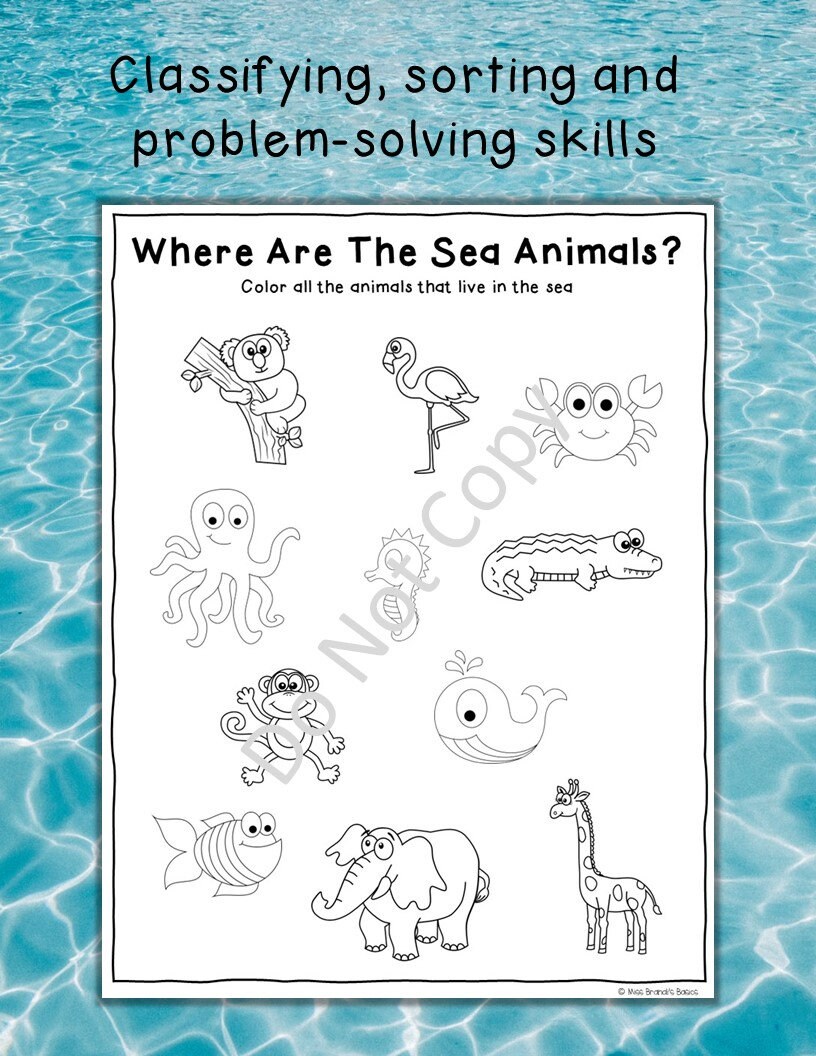 Preschool Under the Sea Themed Worksheets Digital Download - Etsy