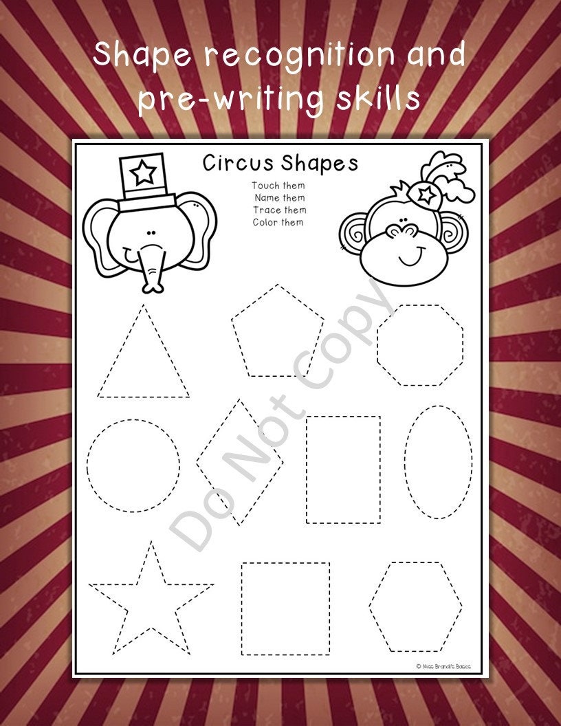 Preschool Circus Themed Worksheets Digital Download - Etsy
