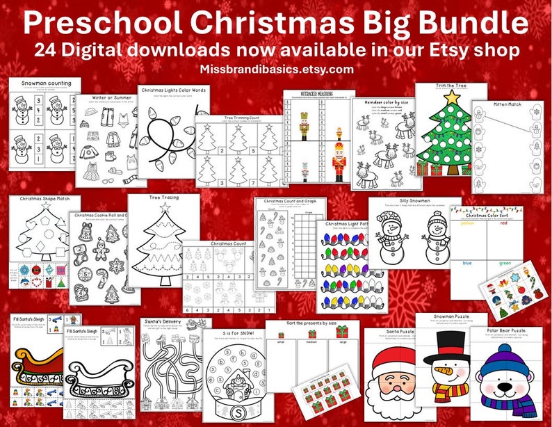 Christmas Pre-k Worksheet Big Bundle - Etsy