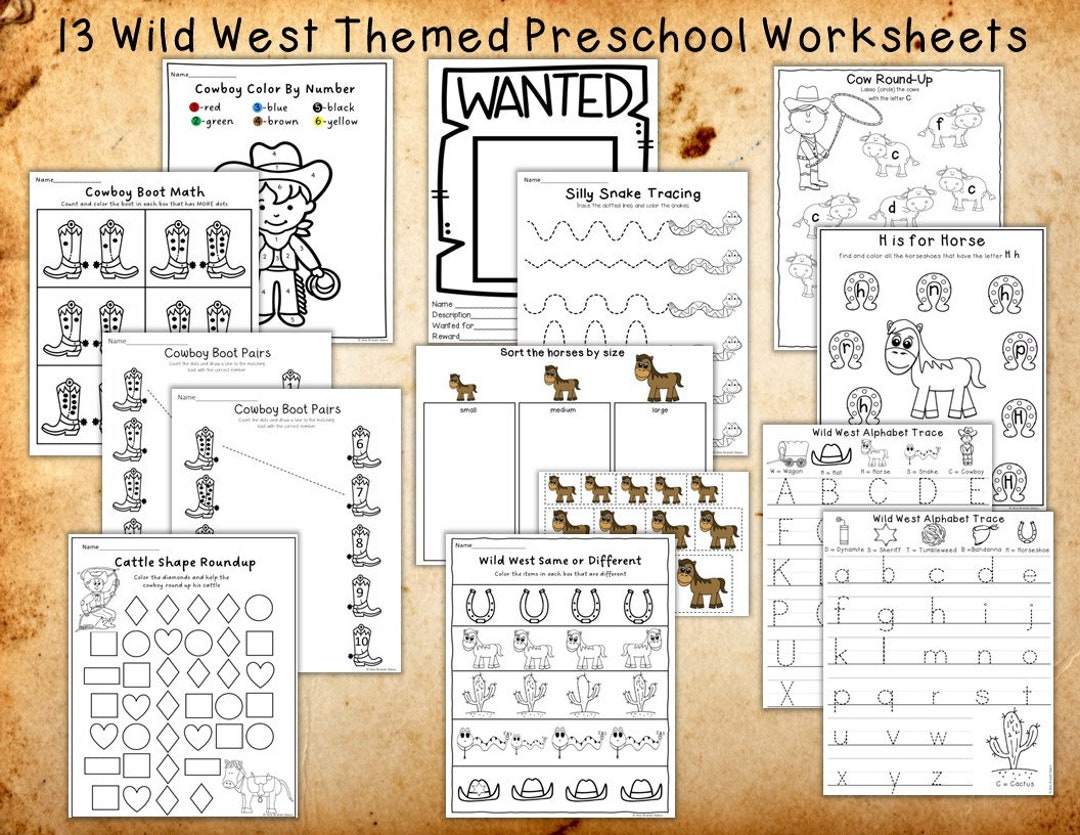 Preschool Wild West Themed Worksheets Digital Download - Etsy