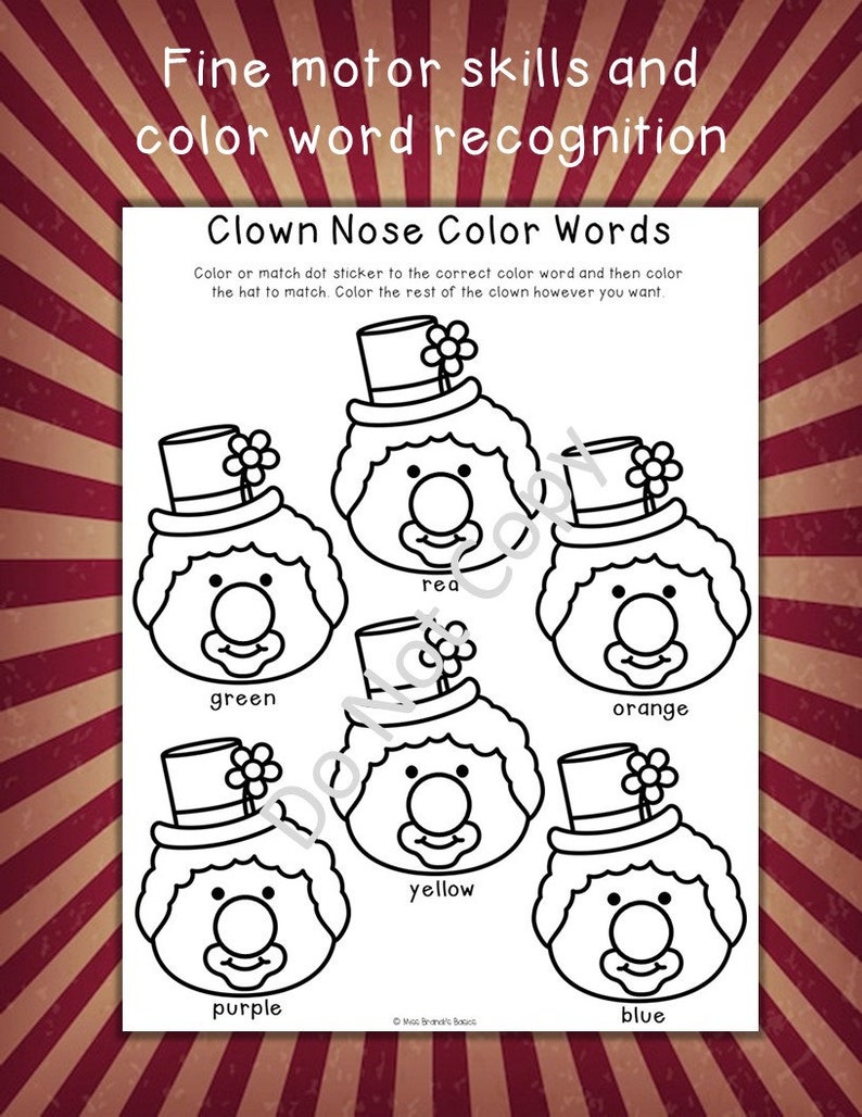 Preschool Circus Themed Worksheets Digital Download - Etsy