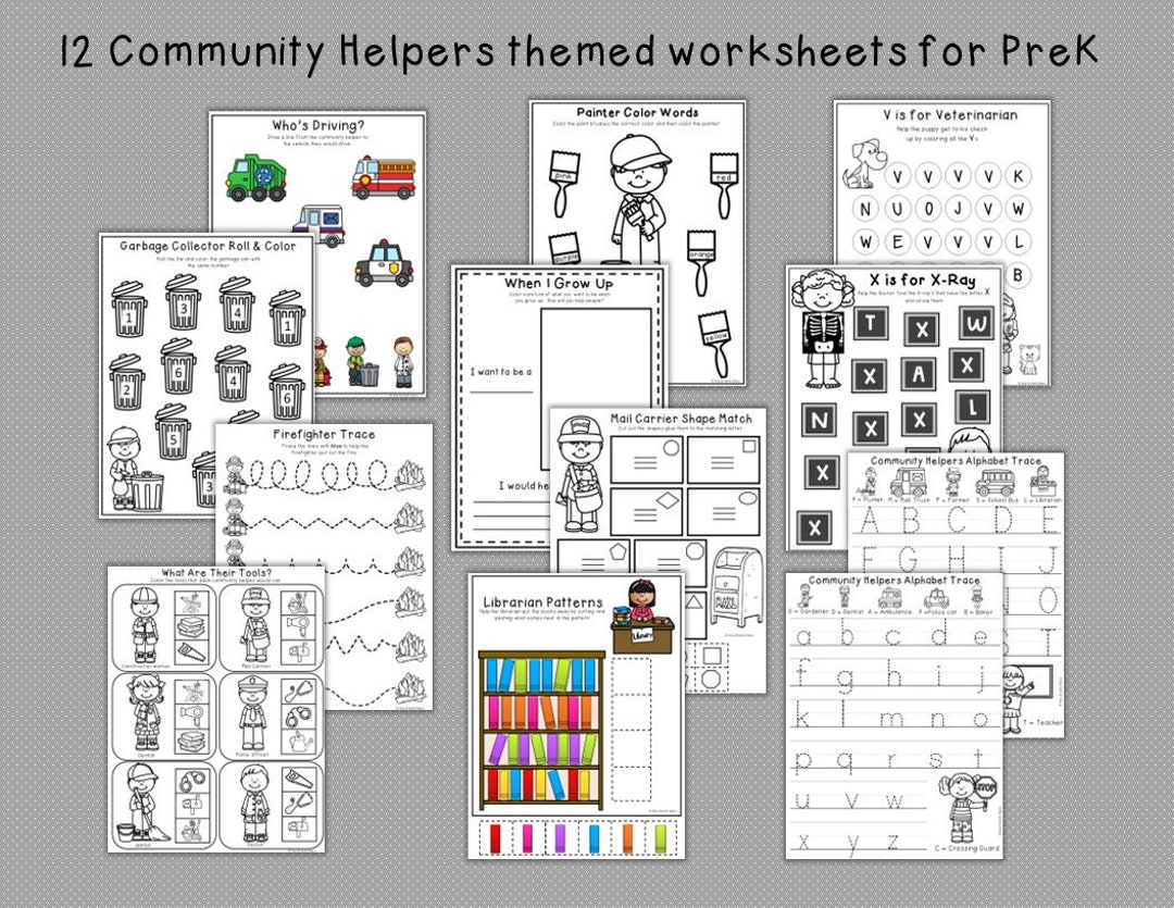 Preschool Community Helpers Themed Worksheets Digital Download - Etsy