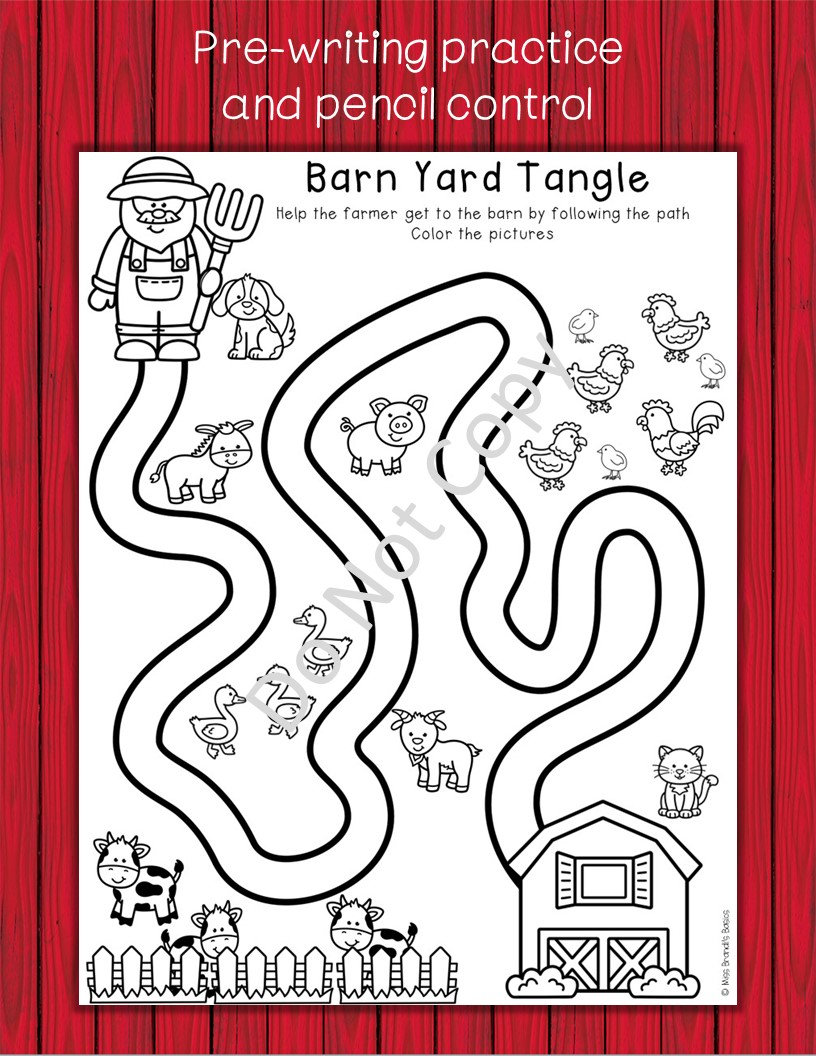 Preschool Farm Themed Worksheets Digital Download - Etsy