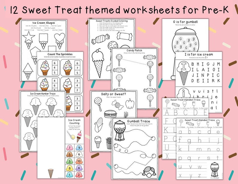 Preschool Sweet Treat Themed Worksheets Digital Download - Etsy