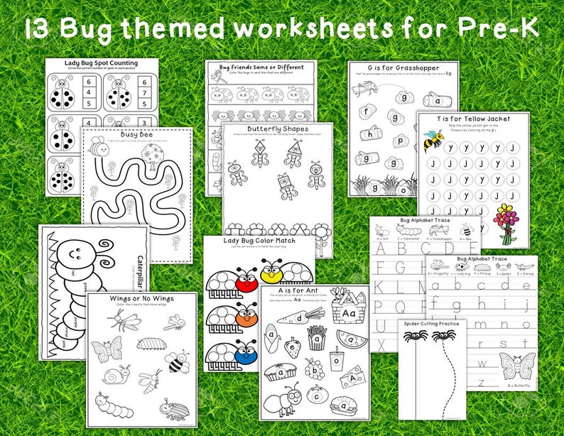Preschool Bug Themed Worksheets Digital Download - Etsy