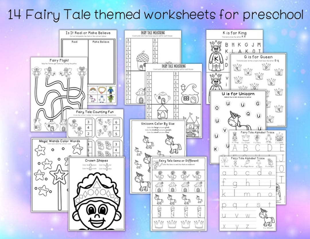 Preschool Fairy Tale Themed Worksheets Digital Download - Etsy