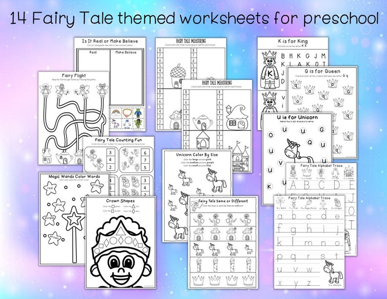 Preschool Fairy Tale Themed Worksheets Digital Download - Etsy