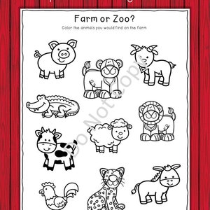 Preschool Farm Themed Worksheets Digital Download - Etsy