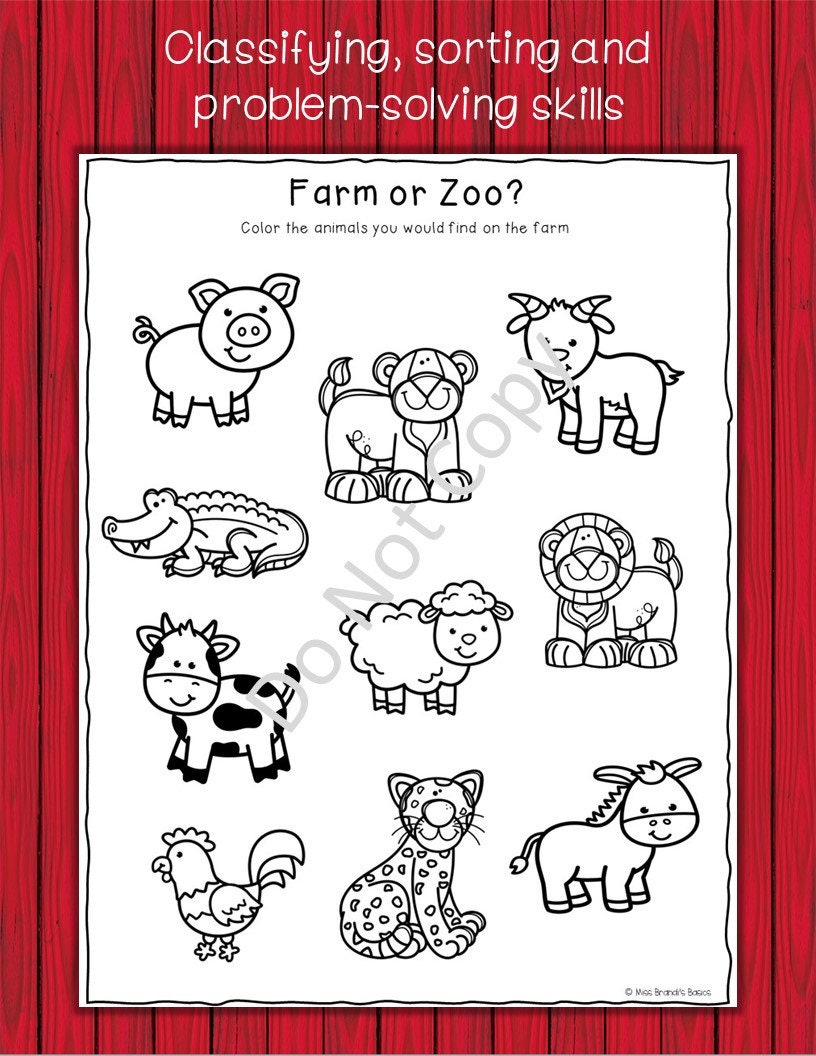 Preschool Farm Themed Worksheets Digital Download - Etsy