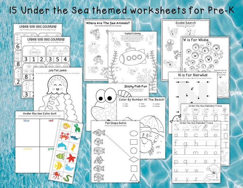 Preschool Under the Sea Themed Worksheets Digital Download - Etsy