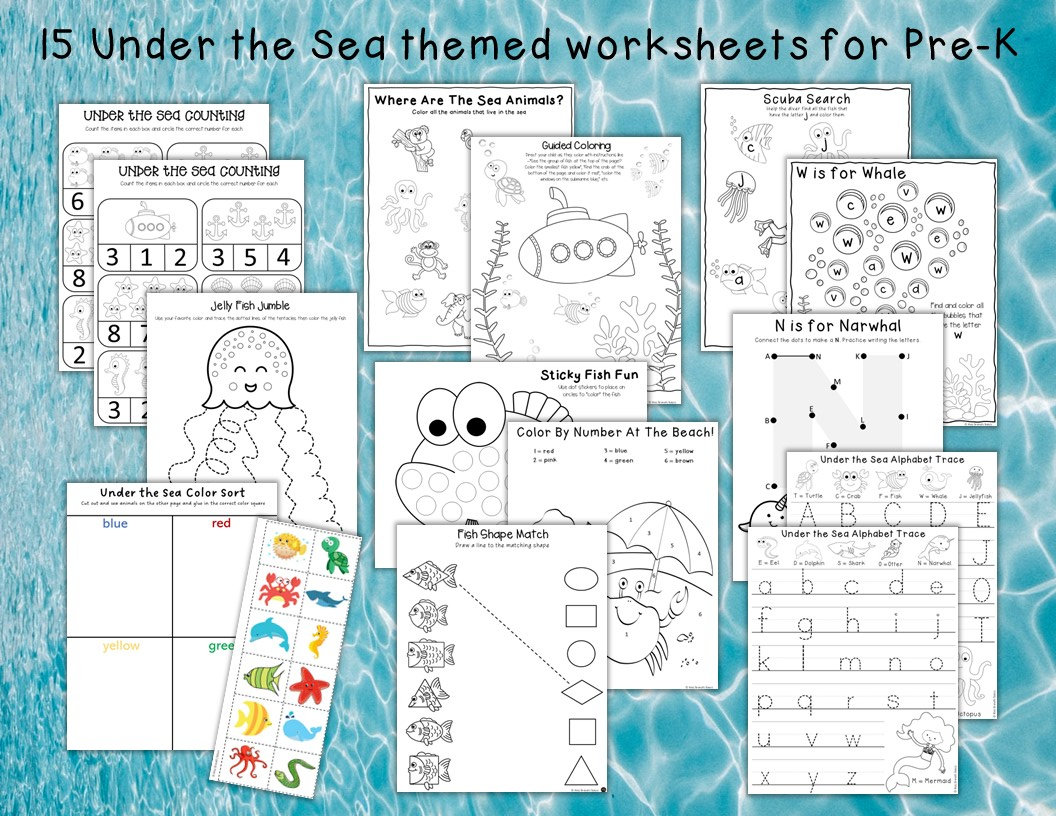 Preschool Under the Sea Themed Worksheets Digital Download - Etsy