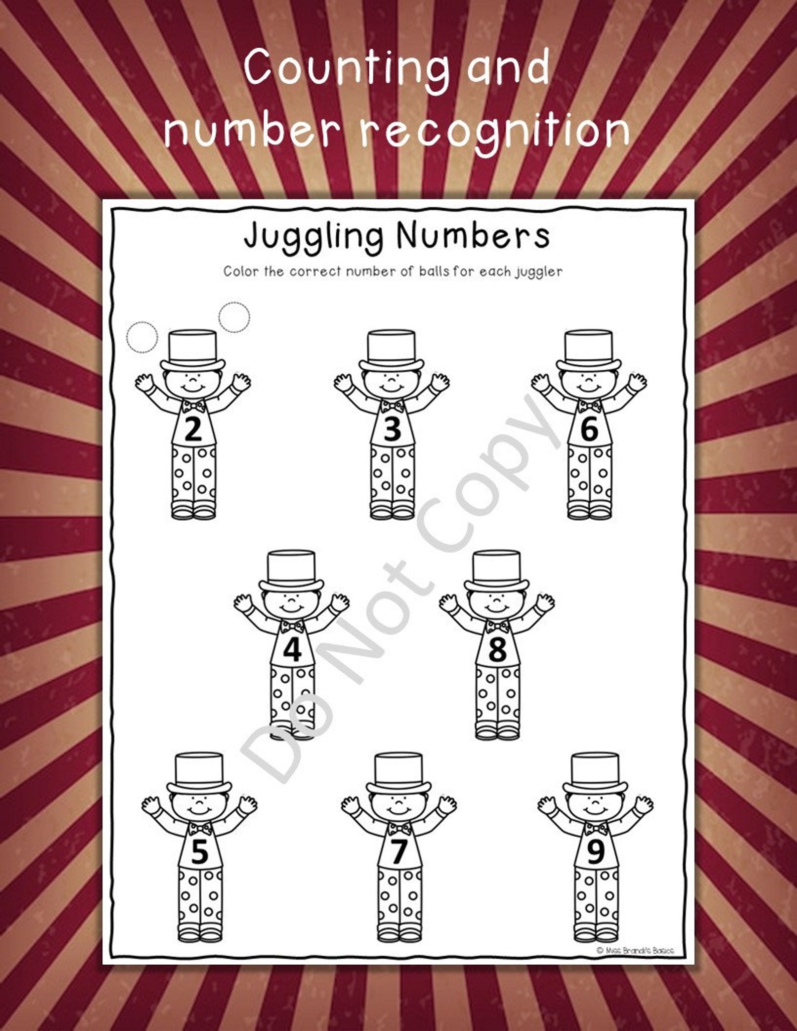 Preschool Circus Themed Worksheets Digital Download - Etsy