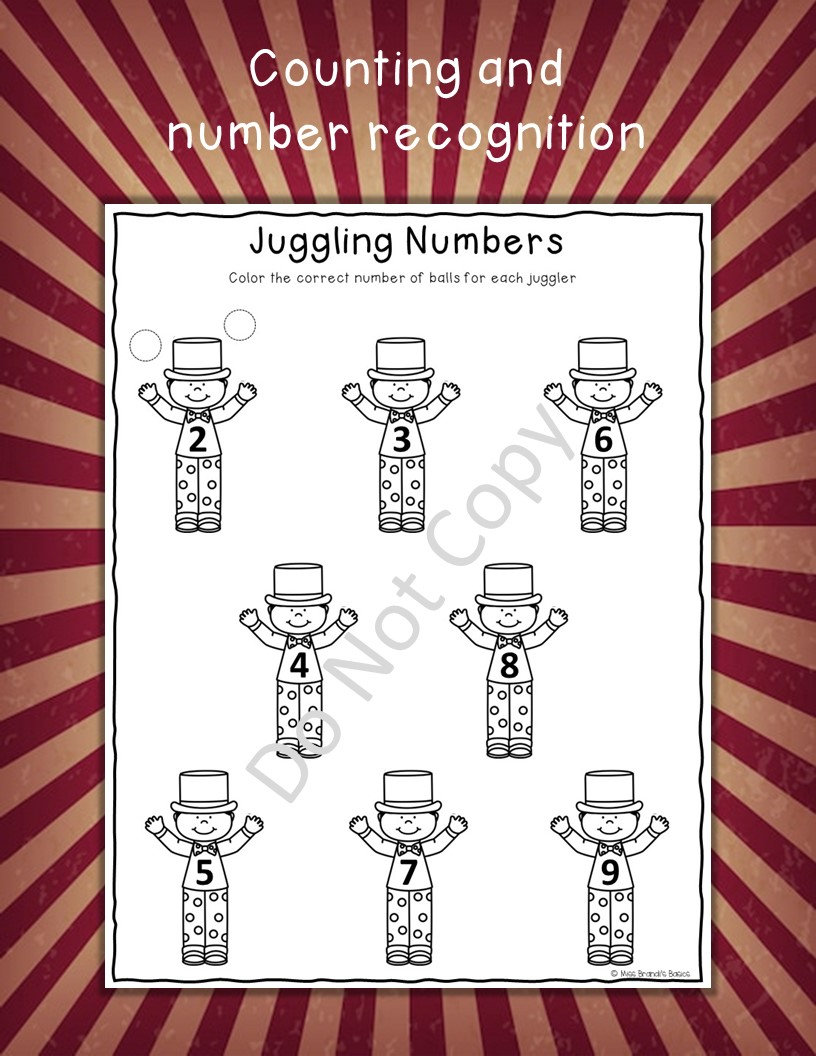 Preschool Circus Themed Worksheets Digital Download - Etsy