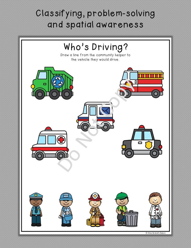 Preschool Community Helpers Themed Worksheets Digital Download - Etsy
