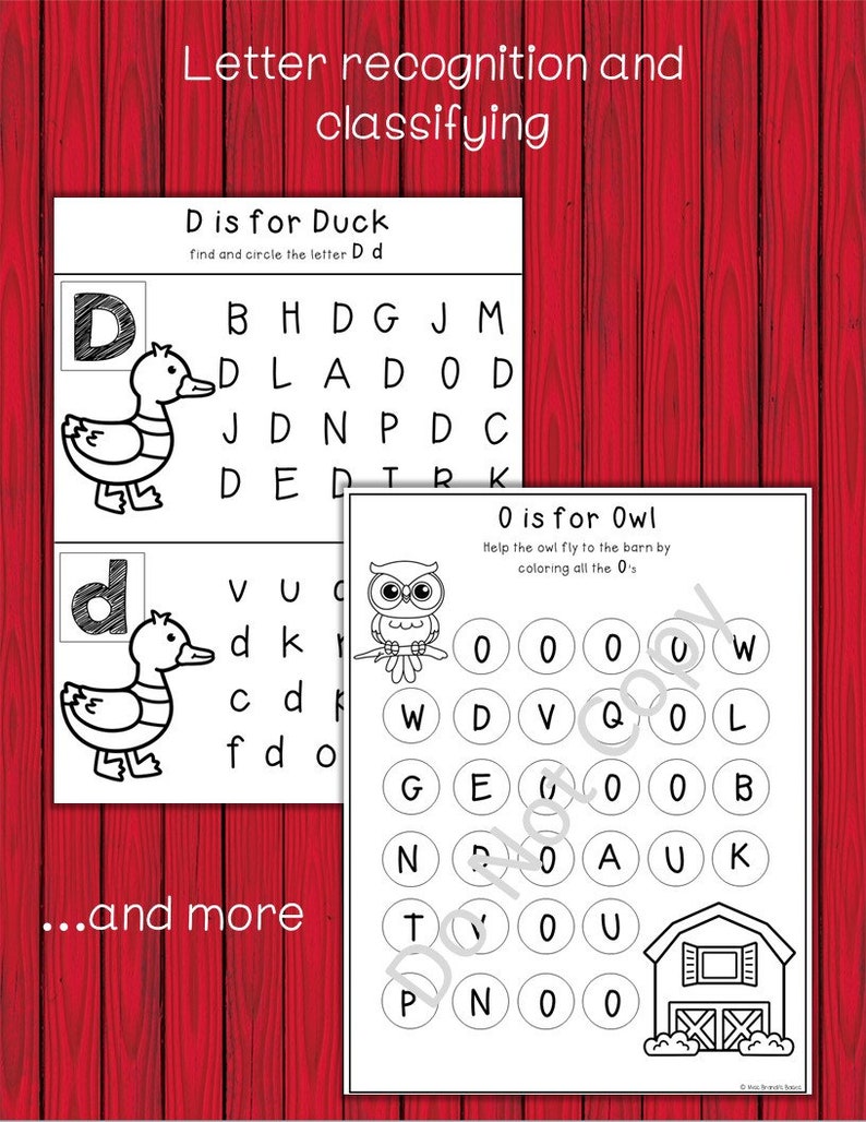 Preschool Farm Themed Worksheets Digital Download - Etsy