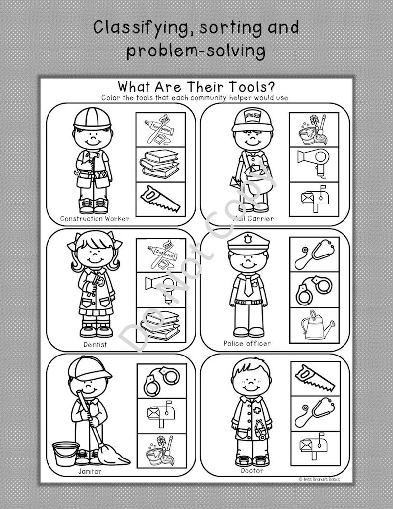Preschool Community Helpers Themed Worksheets Digital Download - Etsy