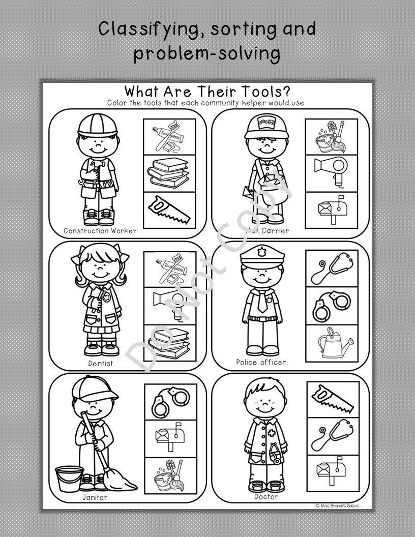 Preschool Community Helpers Themed Worksheets Digital Download - Etsy