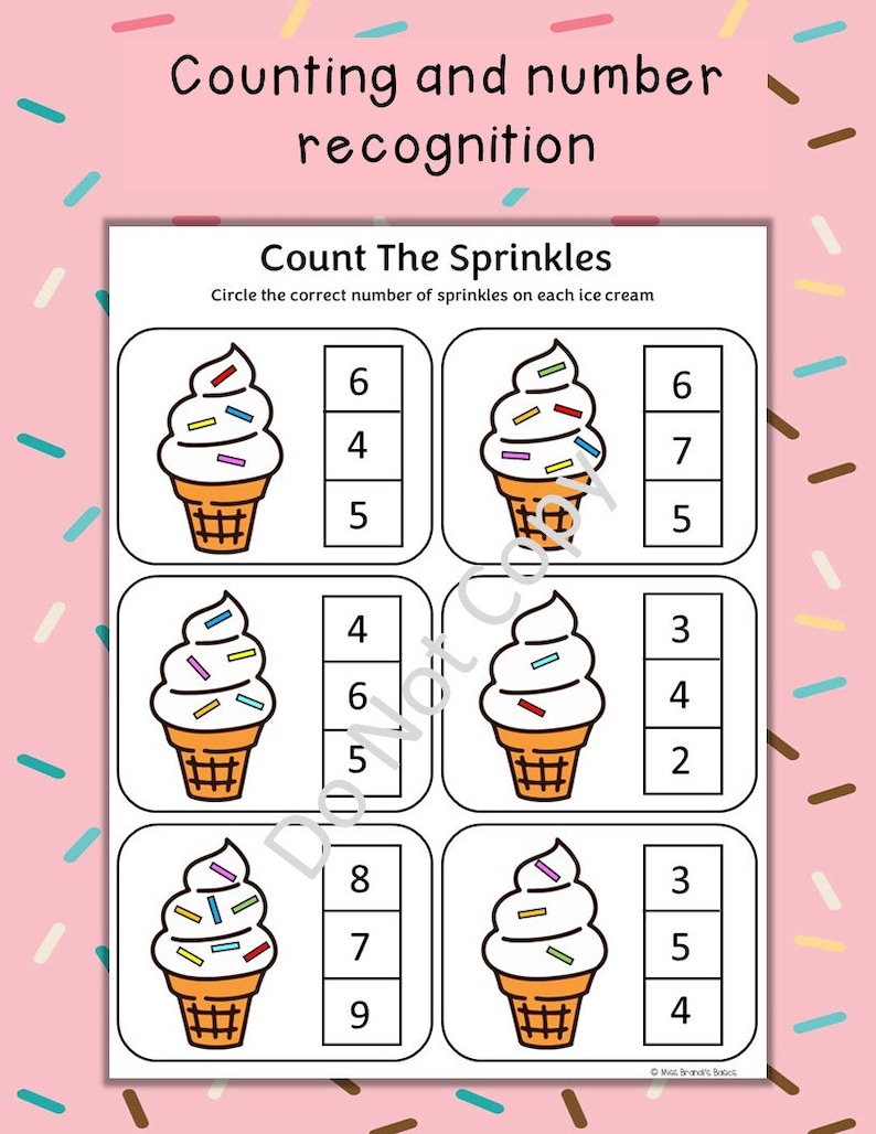 Preschool Sweet Treat Themed Worksheets Digital Download - Etsy