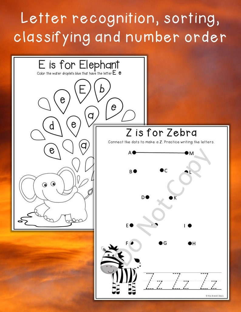 Preschool Safari Themed Worksheets Digital Download - Etsy
