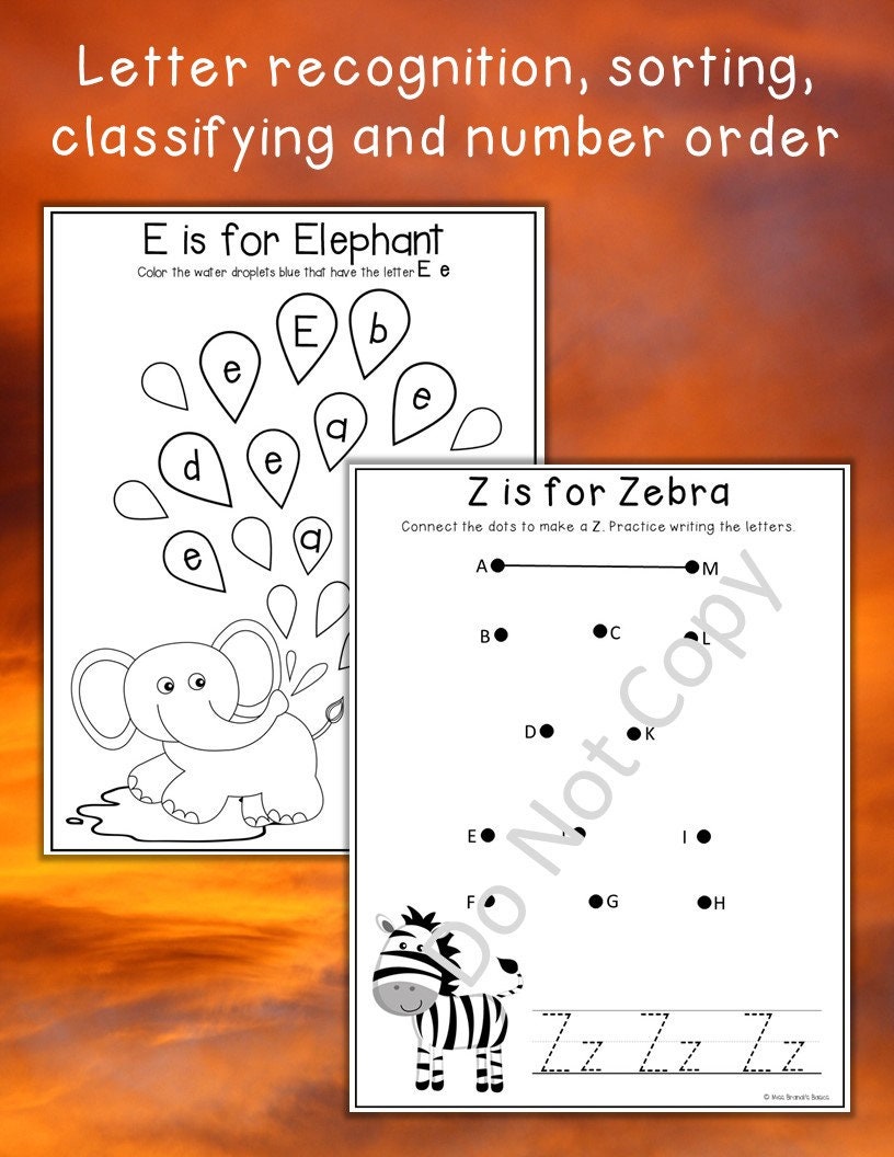 Preschool Safari Themed Worksheets Digital Download - Etsy