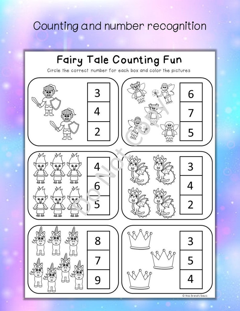 Preschool Fairy Tale Themed Worksheets Digital Download - Etsy