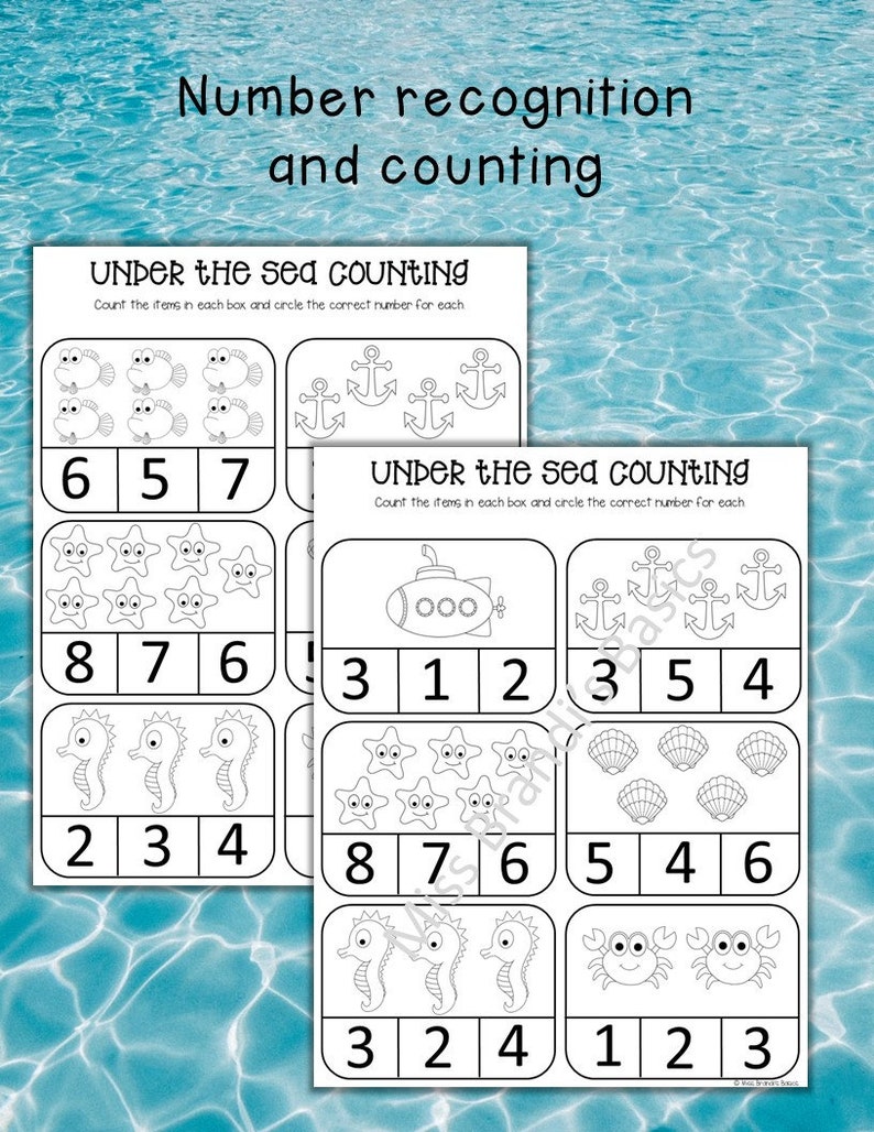 Preschool Under the Sea Themed Worksheets Digital Download - Etsy