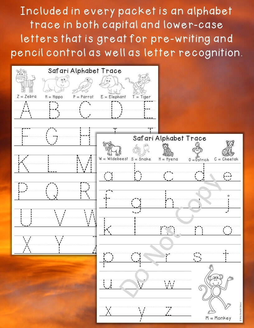 Preschool Safari Themed Worksheets Digital Download - Etsy