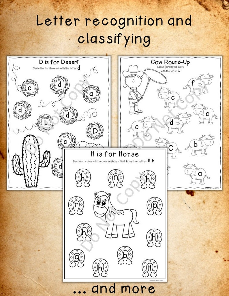 Preschool Wild West Themed Worksheets Digital Download - Etsy
