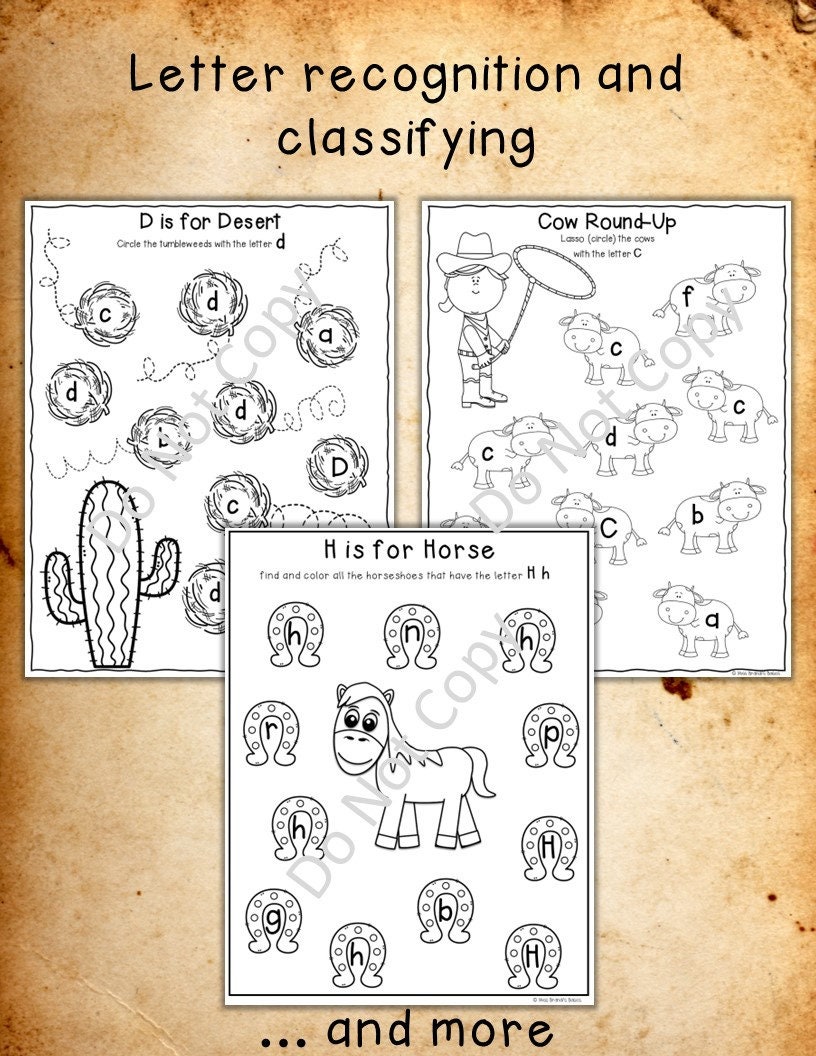 Preschool Wild West Themed Worksheets Digital Download - Etsy
