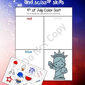 4th of July Themed Preschool Worksheets - Etsy