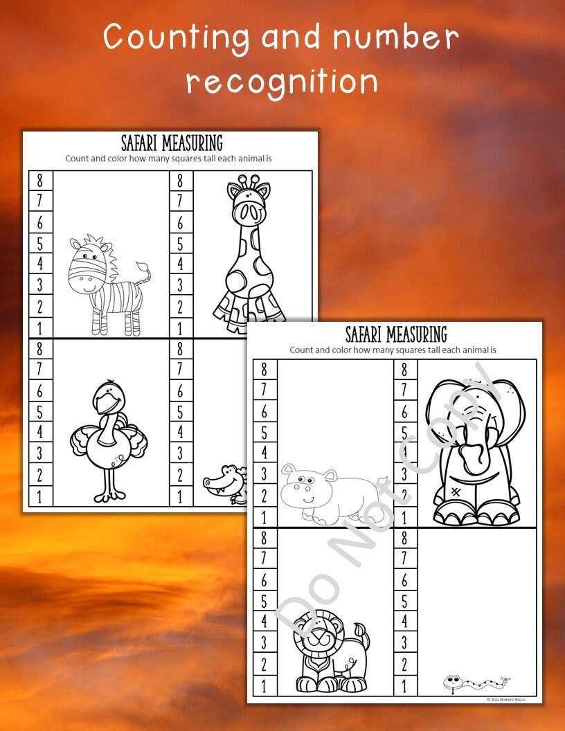 Preschool Safari Themed Worksheets Digital Download - Etsy